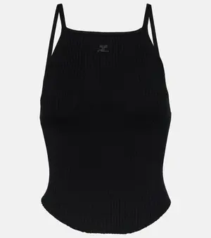 COURREGES Courrèges Ribbed-knit Tank Top - Black