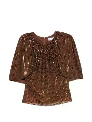 SELF-PORTRAIT Sequin Embellished Gathered Top