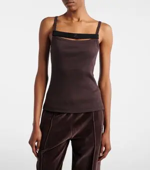 COURREGES Courrèges Ribbed-knit Cotton Tank Top - Brown