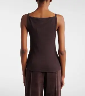 COURREGES Courrèges Ribbed-knit Cotton Tank Top - Brown