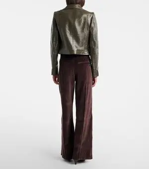 COURREGES Courrèges Cotton-blend Velvet Wide Leg Sweatpants - Brown