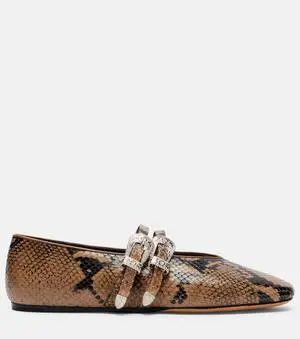 Le Monde Beryl Claudia Leather Mary Jane Flats - Brown