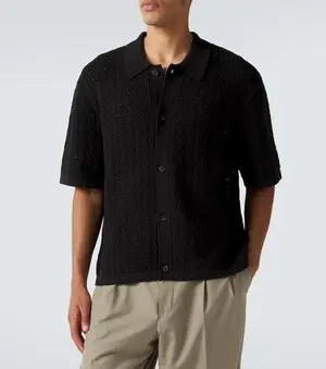 FRAME Crochet Cotton-blend Polo Shirt