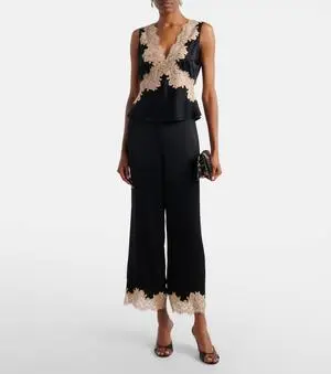 Rixo Marcela Lace-trimmed Wide-leg Pants