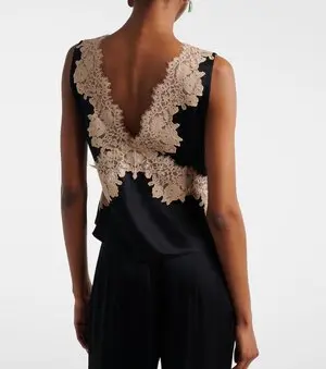 Rixo Emmie Lace-trimmed Satin Top