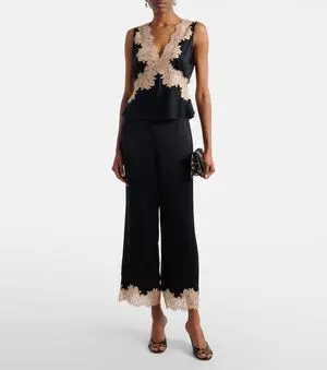 Rixo Emmie Lace-trimmed Satin Top