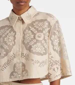 Valentino Garavani Floral Cropped Cotton-blend Shirt