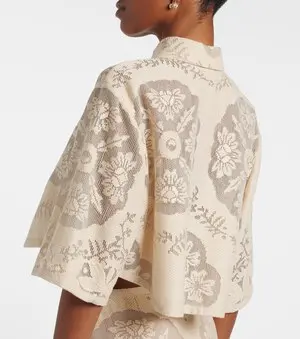 Valentino Garavani Floral Cropped Cotton-blend Shirt