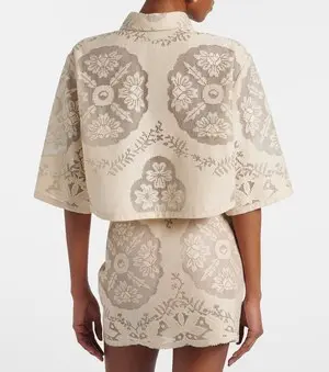 Valentino Garavani Floral Cropped Cotton-blend Shirt