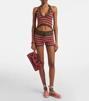 Valentino Garavani Striped Knitted Cotton Halter Top - Brown
