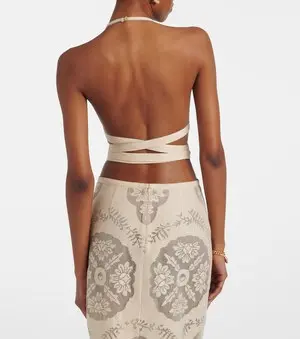 Valentino Garavani Open-back Cotton-blend Crop Top