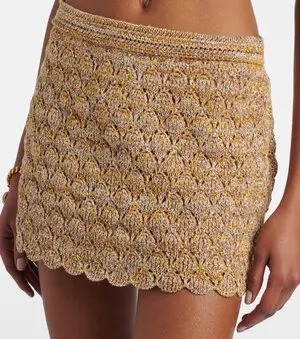 Valentino Garavani Open-knit Linen-blend Lamé Miniskirt