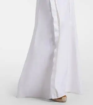 Valentino Garavani Lace-trimmed Linen Maxi Skirt - White