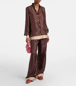 Valentino Garavani Printed Silk Twill Palazzo Pants