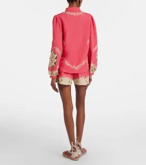 Valentino Garavani Embroidered Linen Shorts