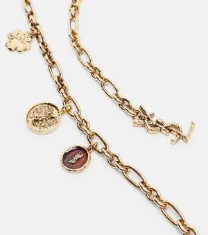 Saint Laurent Cassandre Embellished Chain Belt
