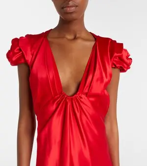 Alexander McQueen Lace-trimmed Satin Midi Dress