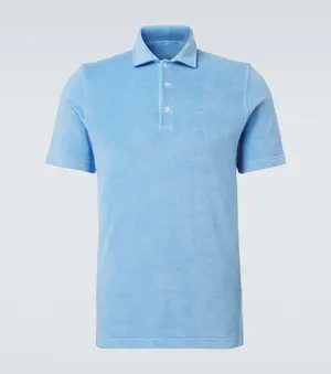 Fedeli Cotton Terry Polo Shirt - Blue