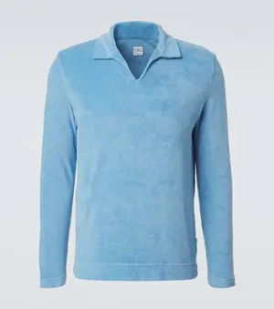 Fedeli Cotton Terry Polo Shirt - Blue