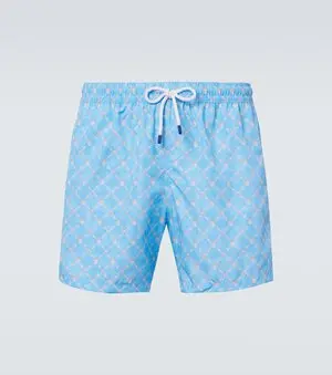 Fedeli Printed Swim Trunks - Blue