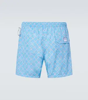 Fedeli Madeira Printed Swim Trunks - Blue