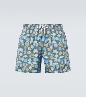 Fedeli Printed Swim Trunks - Green