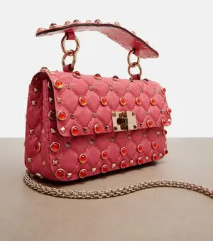 Valentino Garavani Rockstud Spike Small Moiré Top-handle Bag