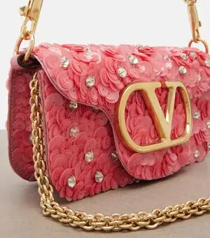 Valentino Garavani Locò Small Sequined Shoulder Bag