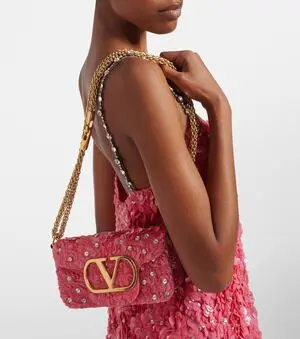 Valentino Garavani Locò Small Sequined Shoulder Bag