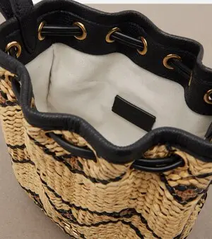 Valentino Garavani Vlogo Raffia Bucket Bag