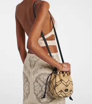 Valentino Garavani Vlogo Raffia Bucket Bag