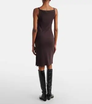 COURREGES Ribbed-knit Cotton Jersey Midi Dress - Brown