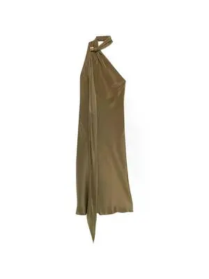 Max Mara Evasto One-shoulder Silk Midi Dress With Hardware Detail