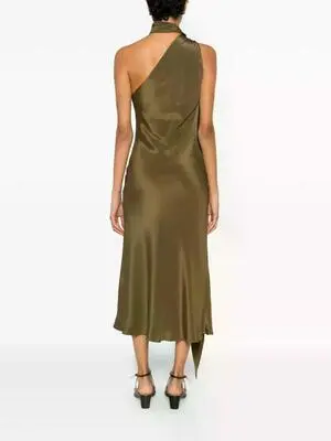 Max Mara Evasto One-shoulder Silk Midi Dress With Hardware Detail
