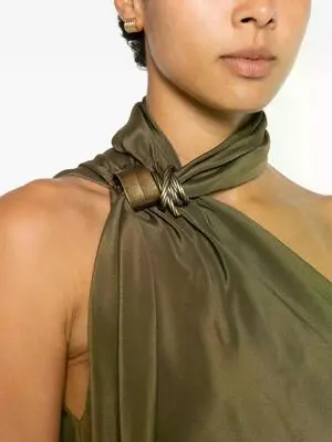 Max Mara Evasto One-shoulder Silk Midi Dress With Hardware Detail