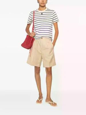 BRIGLIA 1949 Wool Pleated Shorts With Side Buckle Detail