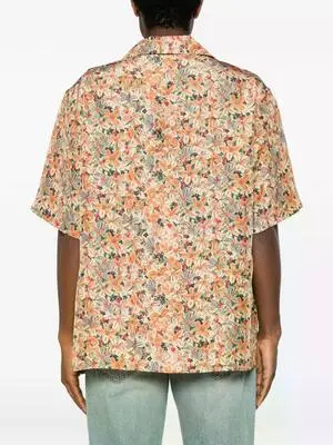 Valentino Garavani Floral-print Camp-collar Button-down Silk Shirt - Neutrals
