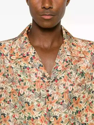 Valentino Garavani Floral-print Camp-collar Button-down Silk Shirt - Neutrals