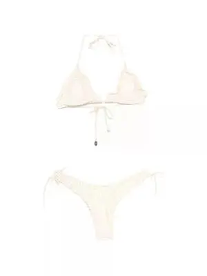 COTAZUR Ruffled Tie-fastening Bikini - Neutrals