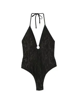 COTAZUR Textured Halterneck Swimsuit - Black
