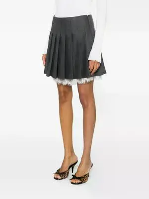 SELF-PORTRAIT Lace-trim Pleated Mini Skirt