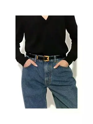 Balmain Crocodile-effect Leather Belt