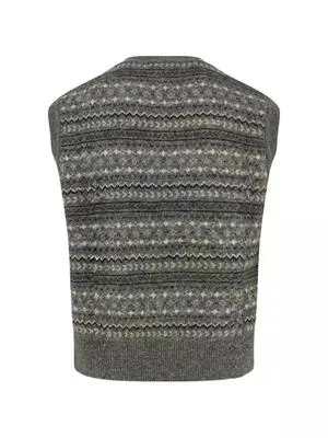 DUNST Fair Isle V-neck Knit Sweater - Grey