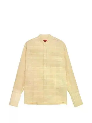 424 Mandarin-collar Frayed-hem Shirt - Neutrals