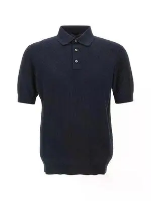FILIPPO DE LAURENTIIS Checked-stitch Cotton Polo Shirt
