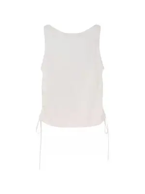DUNST Ribbed Trim Sleeveless Top With Drawstring Detail