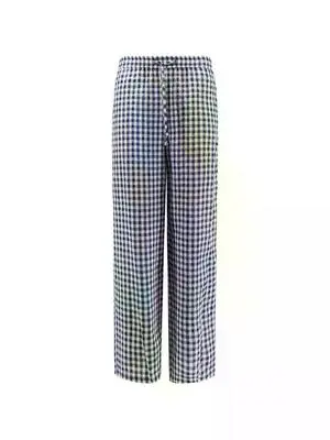 DUNST Check-pattern Wide-leg Trousers - Blue