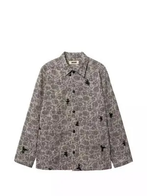 WOODBIRD Blade Rip Distressed Floral-print Shirt Jacket