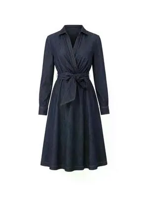 Ralph Lauren Navy Belted Midi Dress