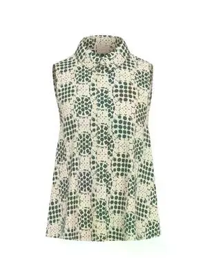 Marella Sleeveless Geometric Print Shirt - Neutrals
